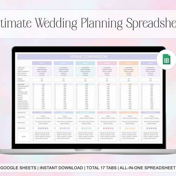 Excel Wedding Planner - Etsy