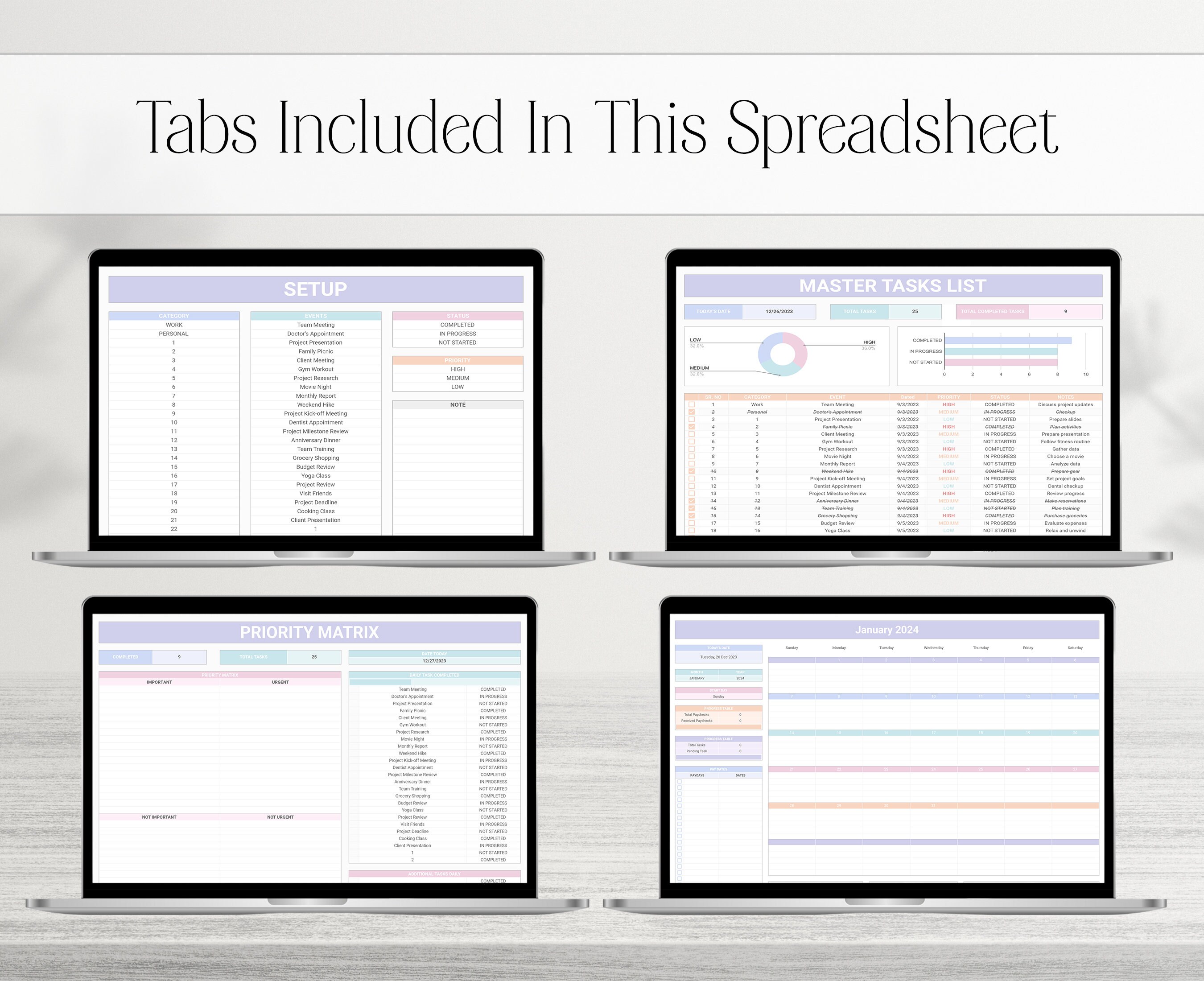 2024 2025 Daily Weekly Monthly Planner Spreadsheet, Dynamic Google ...