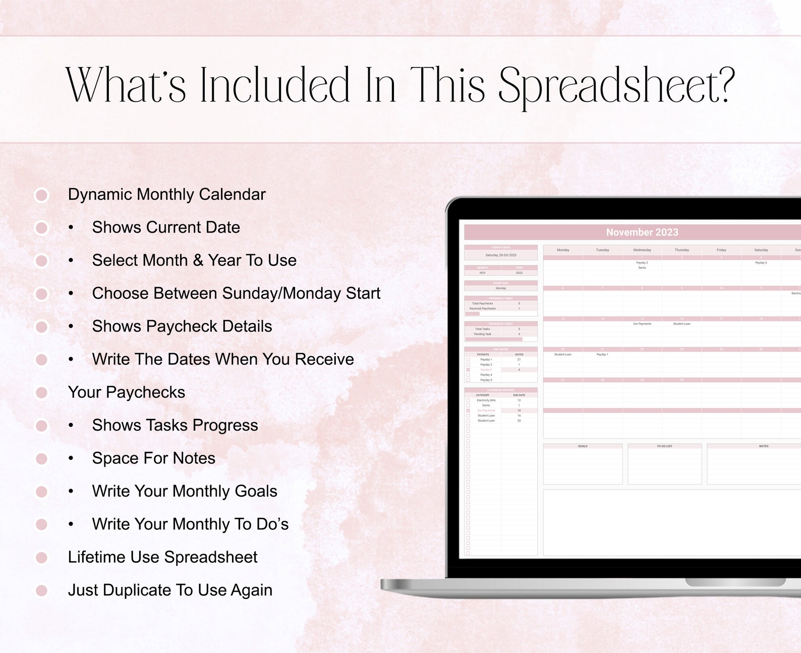 2024 2025 Bill Tracker Calendar, Google Sheets Monthly Bills Payment ...