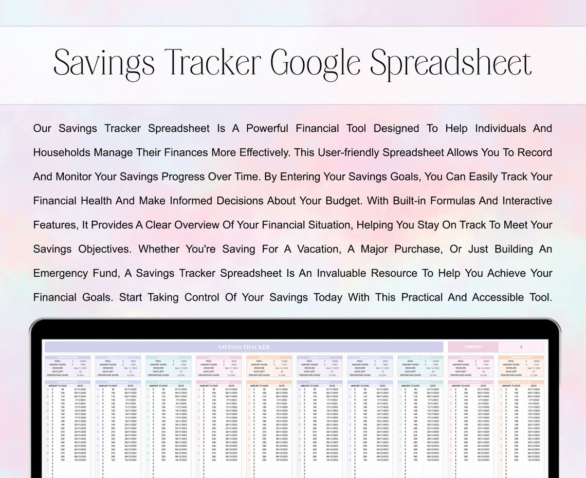 Savings Tracker Google Sheets Template, Sinking Funds Tracker, Savings ...
