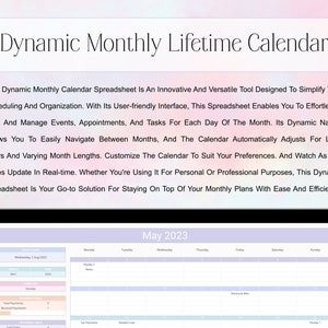 2024 2025 Monthly Calendar Spreadsheet, Dynamic Google Sheets Digital ...