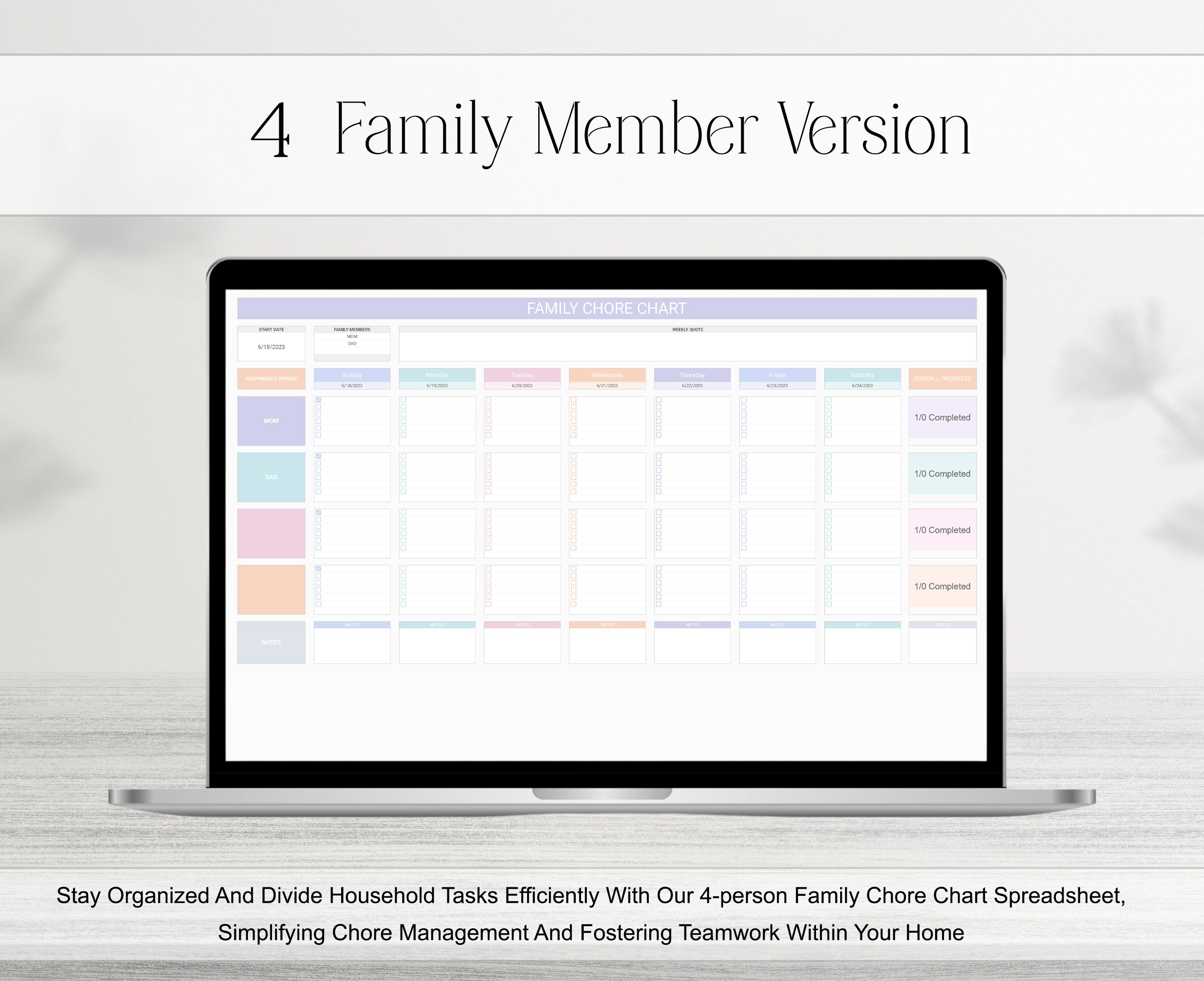 Family Chore Chart Google Sheets Template, Editable Weekly Chores ...