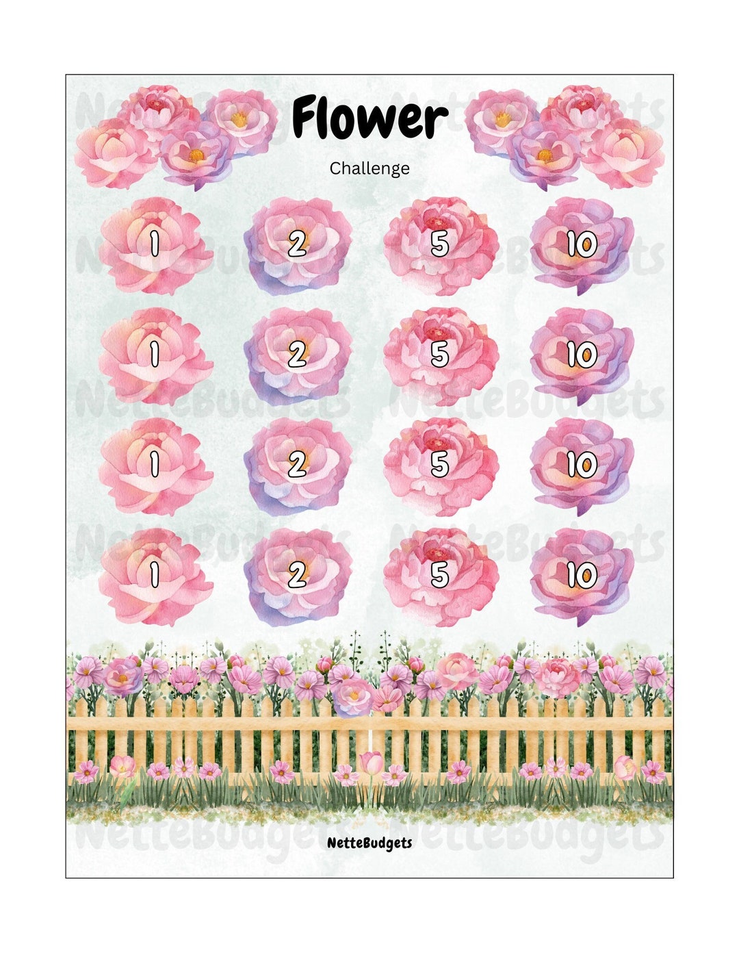 Flower Savings Challenge and Cash Envelope Happy Planner Classic - Etsy