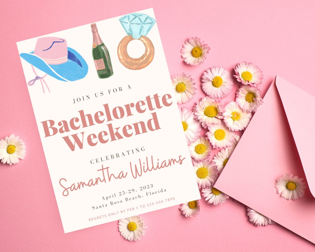 Bachelorette Beach Weekend Invitation, 30A, Beach, Invitation ...