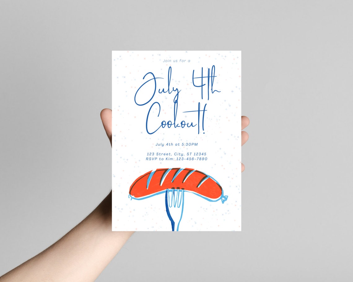 July 4th Cookout, Digital Invite, July 4th, Summer, Cookout, Summer ...