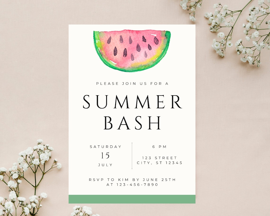 Summer Bash Invitation - Summer Party - Etsy