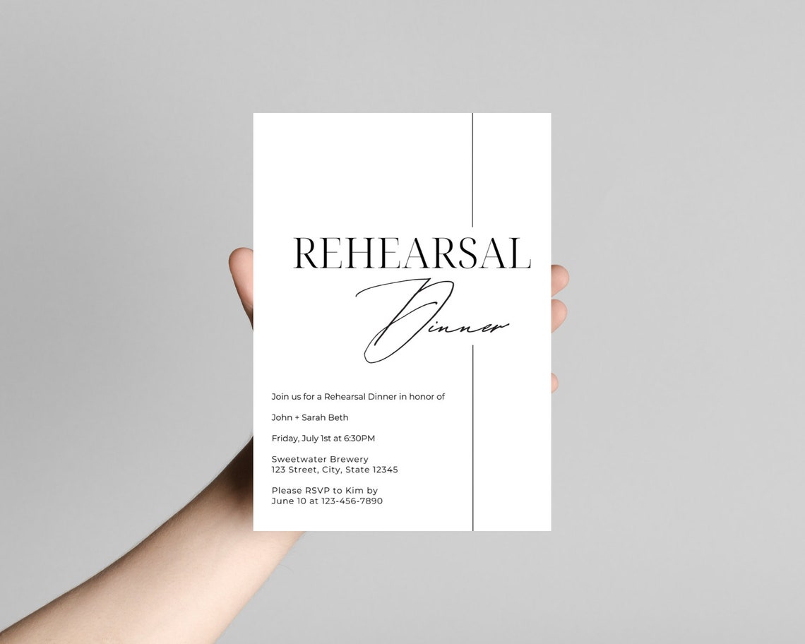 Rehearsal Dinner Template Invite, Black and White, Basic Set Up, Simple Invite - Etsy