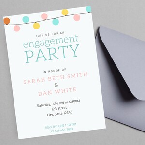 Engagement Party Invite Template, Pastel Color Scheme, Bubbles ...