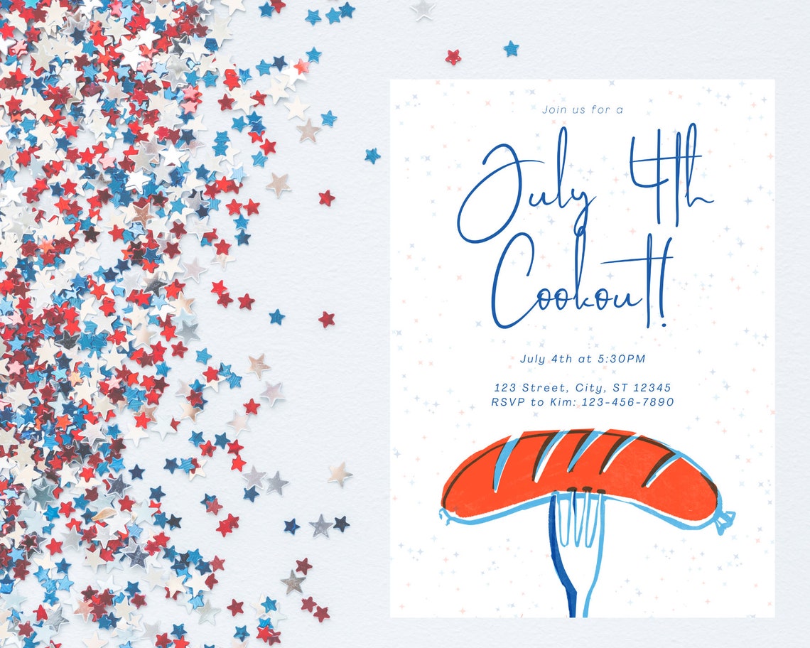 July 4th Cookout, Digital Invite, July 4th, Summer, Cookout, Summer ...