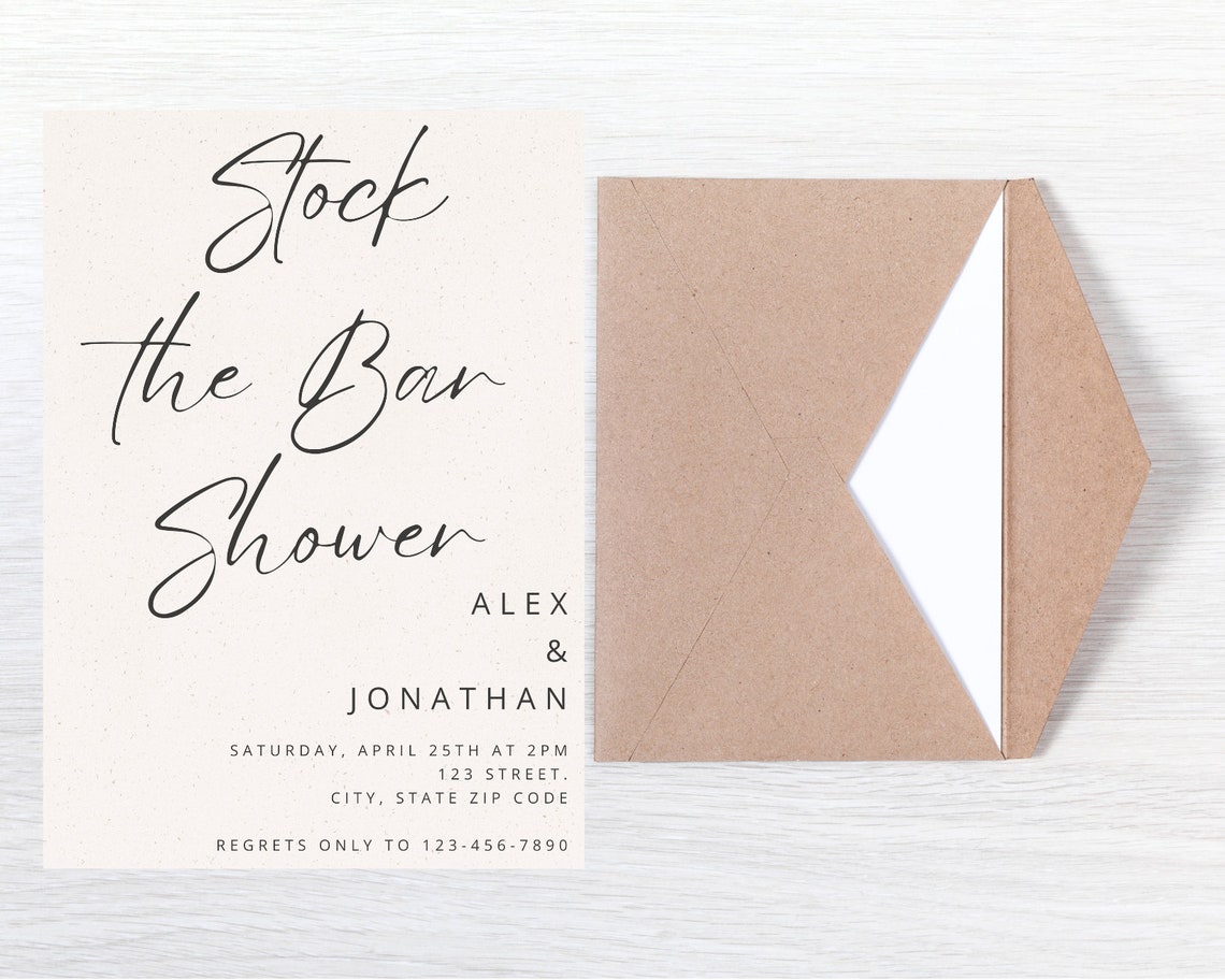 Stock the Bar Shower Invitation - Editable Template - Bar Shower ...