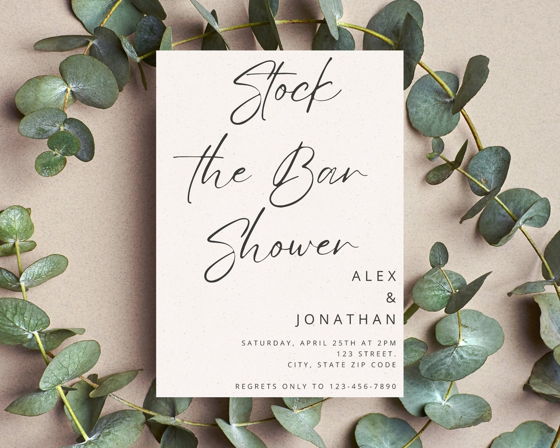 Stock the Bar Shower Invitation - Editable Template - Bar Shower ...