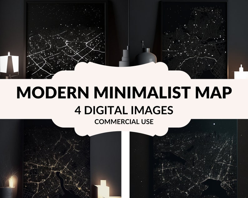 Modern Minimalist Map Instant Download Modern Map Maps - Etsy