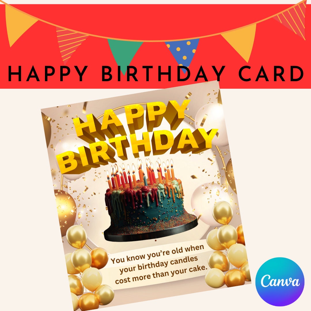 Funny Birthday Card Happy Birthday Printable Card Digital Card Instant ...