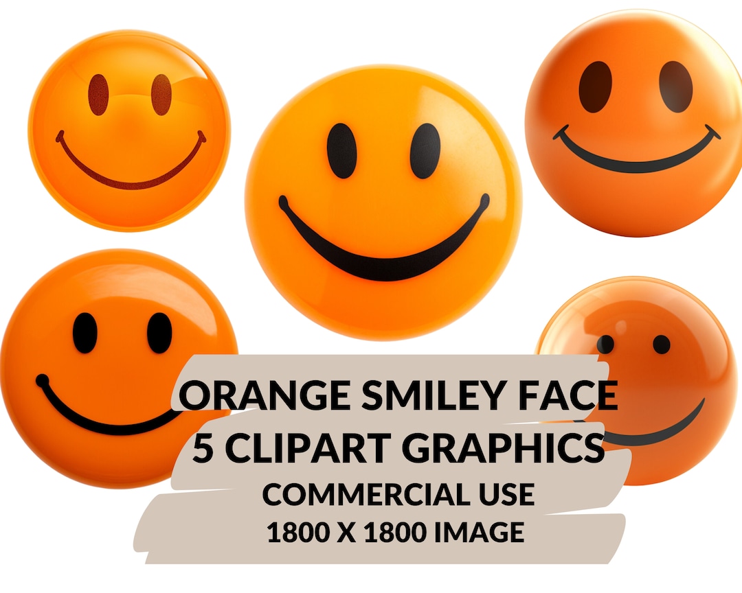 Orange Smiley Face Clipart Orange Face PNG File Instant Download ...