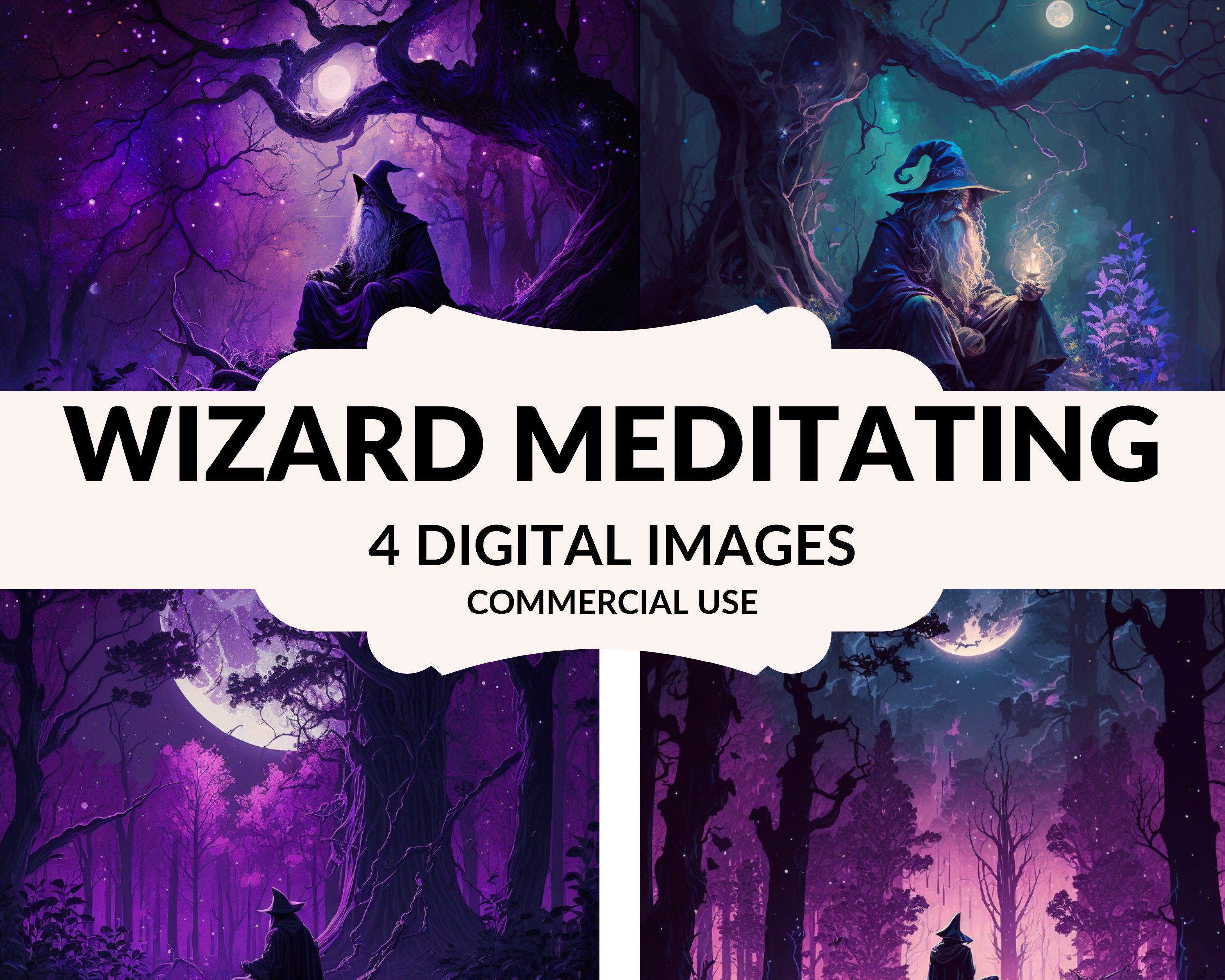 Wizard Meditating Instant Download Wizardry Home Decor Wall Art ...