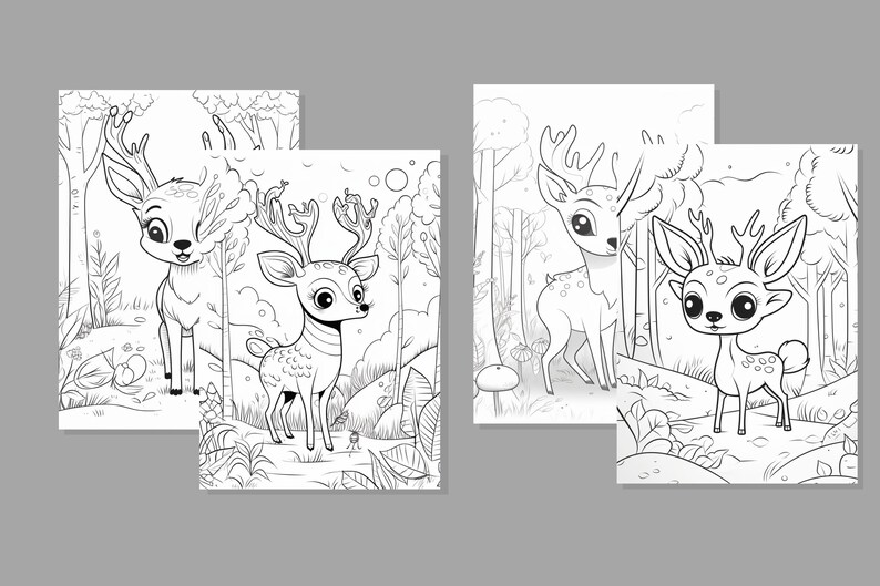 Deer in the Forest Coloring Pages Coloring Pages Coloring - Etsy