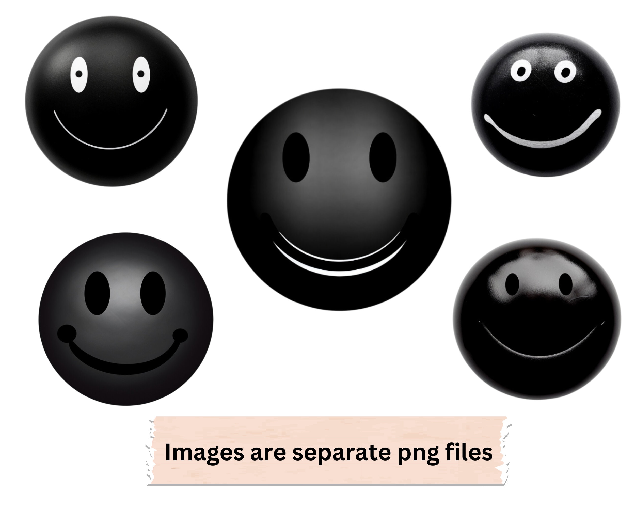 Black Smiley Face Clipart Black Face PNG File Instant - Etsy