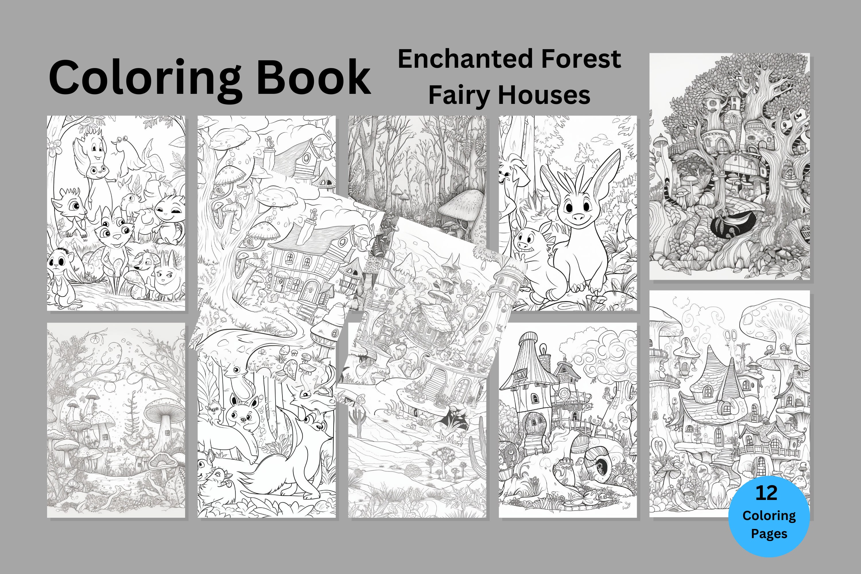Enchanted Forest Fairy Houses Coloring Pages Coloring Pages Coloring ...