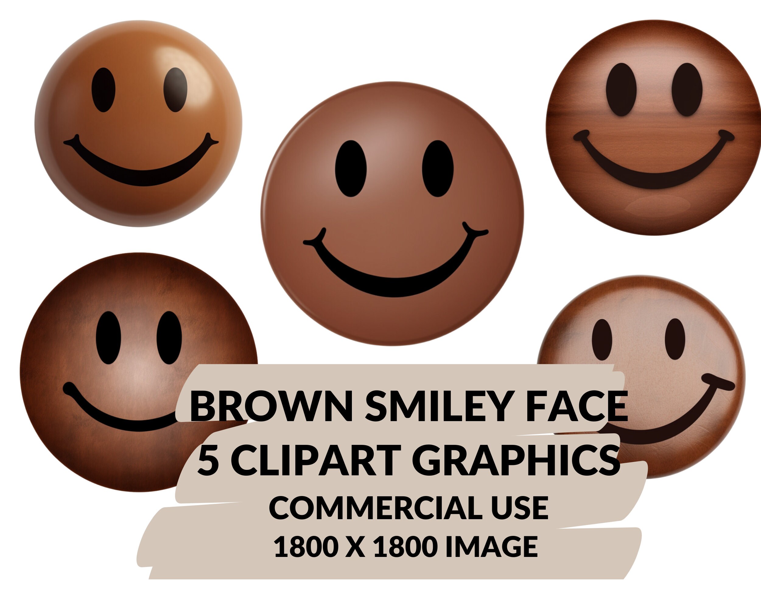 Brown Smiley Face Clipart Brown Face PNG File Instant Download ...