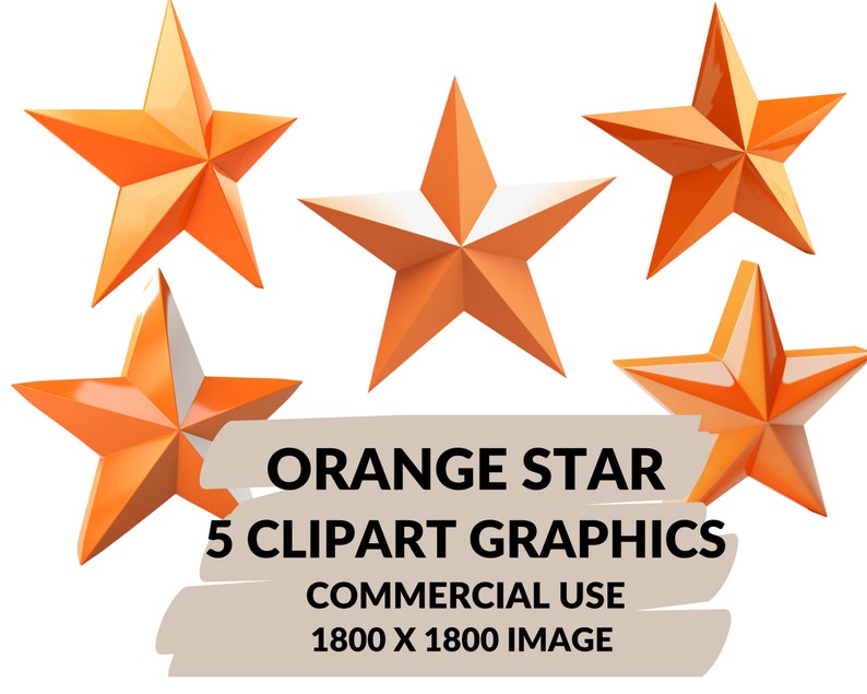 Orange Star Clipart Orange Star PNG Files Instant Download Commercial ...