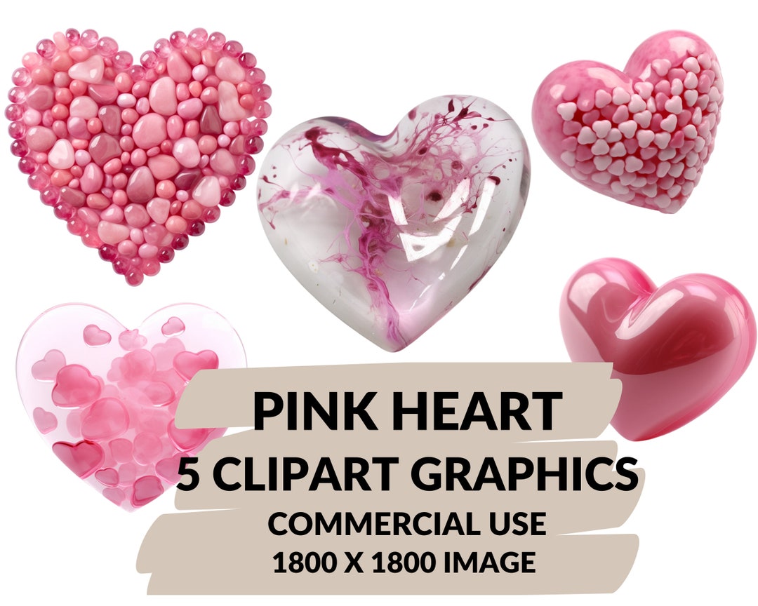 Pink Heart Clipart Pink Heart PNG Files Instant Download Commercial Use ...