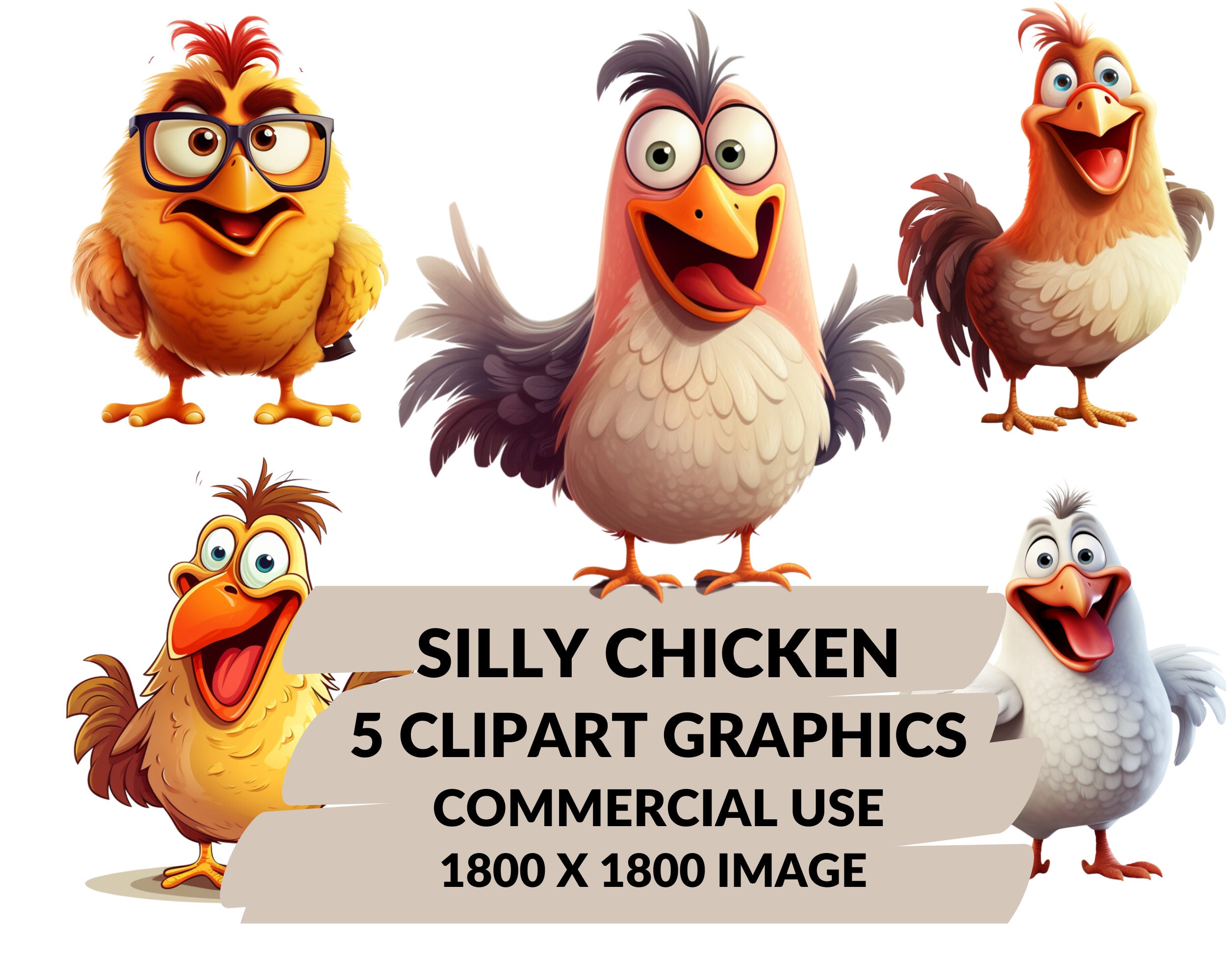 Silly Chicken Clipart Silly Chicken PNG Files Instant Download ...