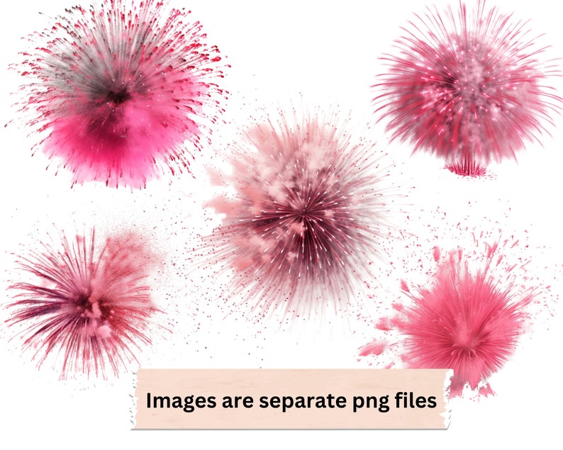 Pink Fireworks Clipart Pink Firework PNG File Commercial - Etsy