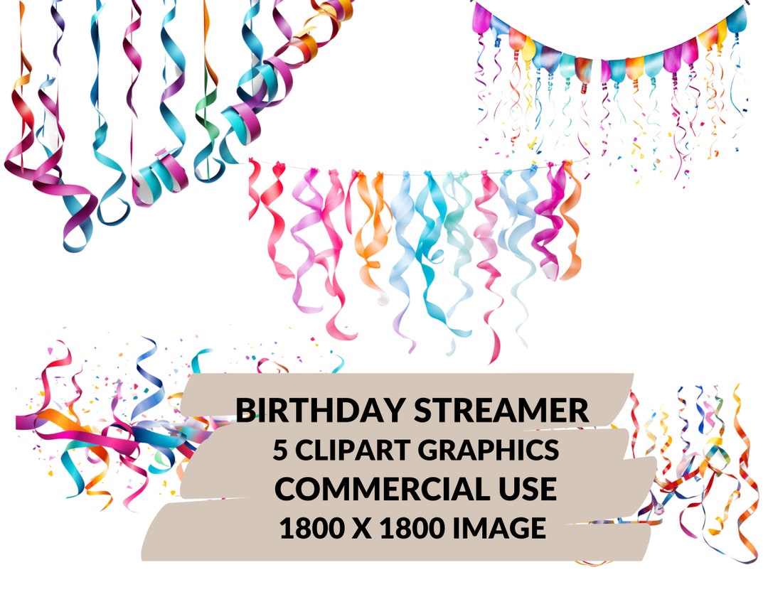 Birthday Streamer Clipart Birthday PNG Files Instant Download ...