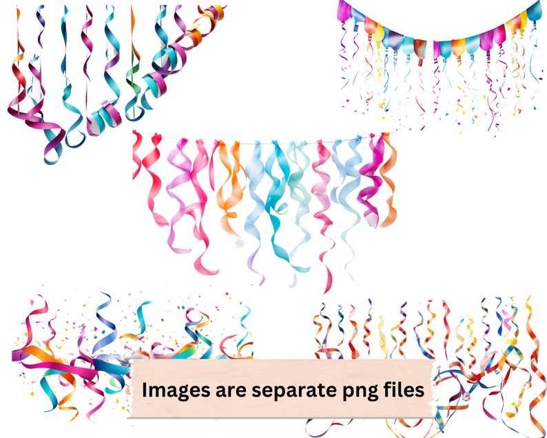 Birthday Streamer Clipart Birthday PNG Files Instant Download ...