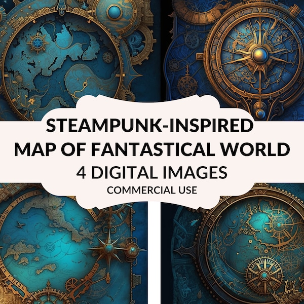 Steampunk World Map Wall Art - Etsy