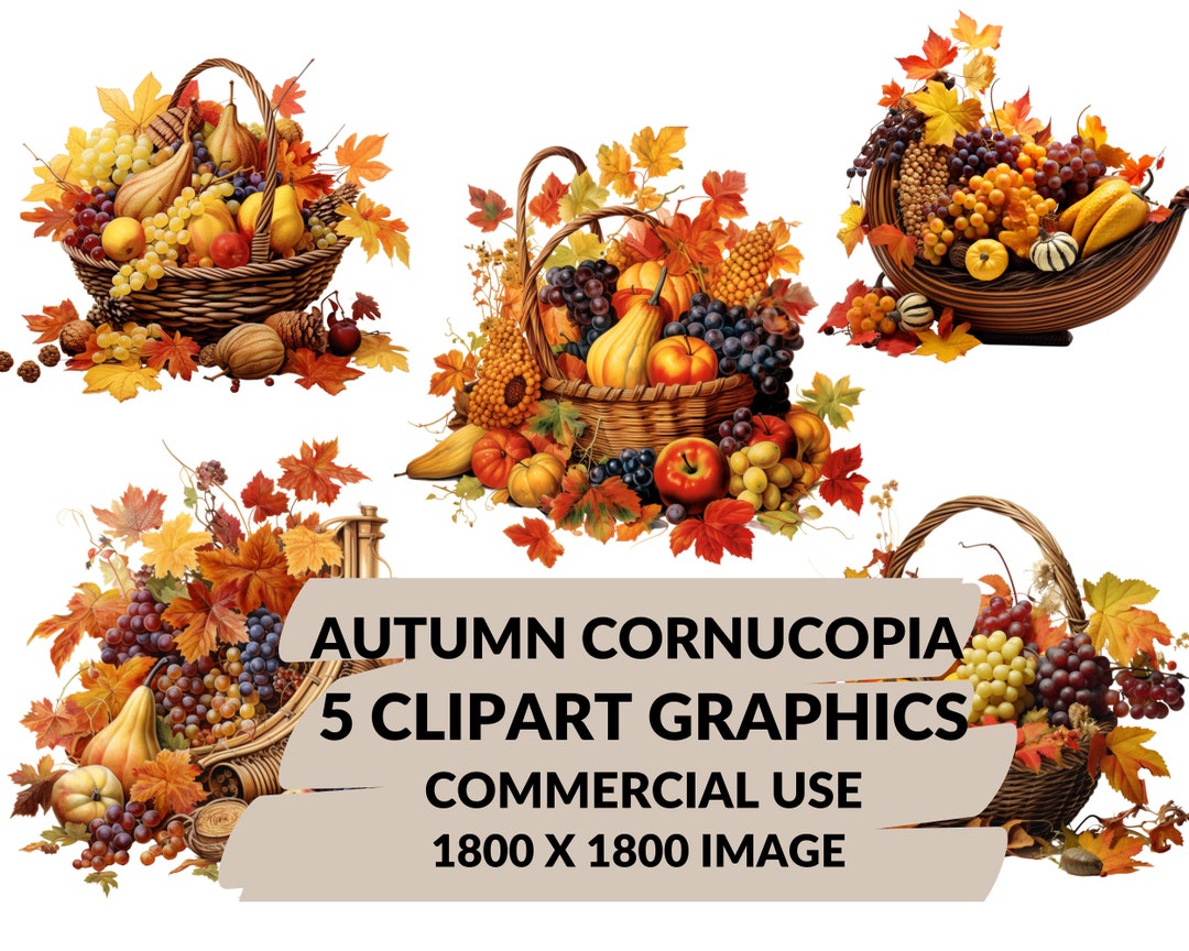 Autumn Cornucopia Clipart Cornucopia PNG Files Instant Download ...