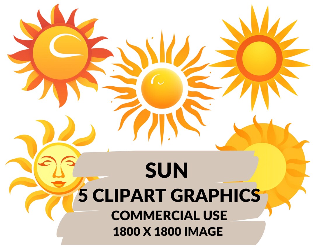 Buy Sun Clipart Sun PNG Files Instant Download Commercial Use Instant ...