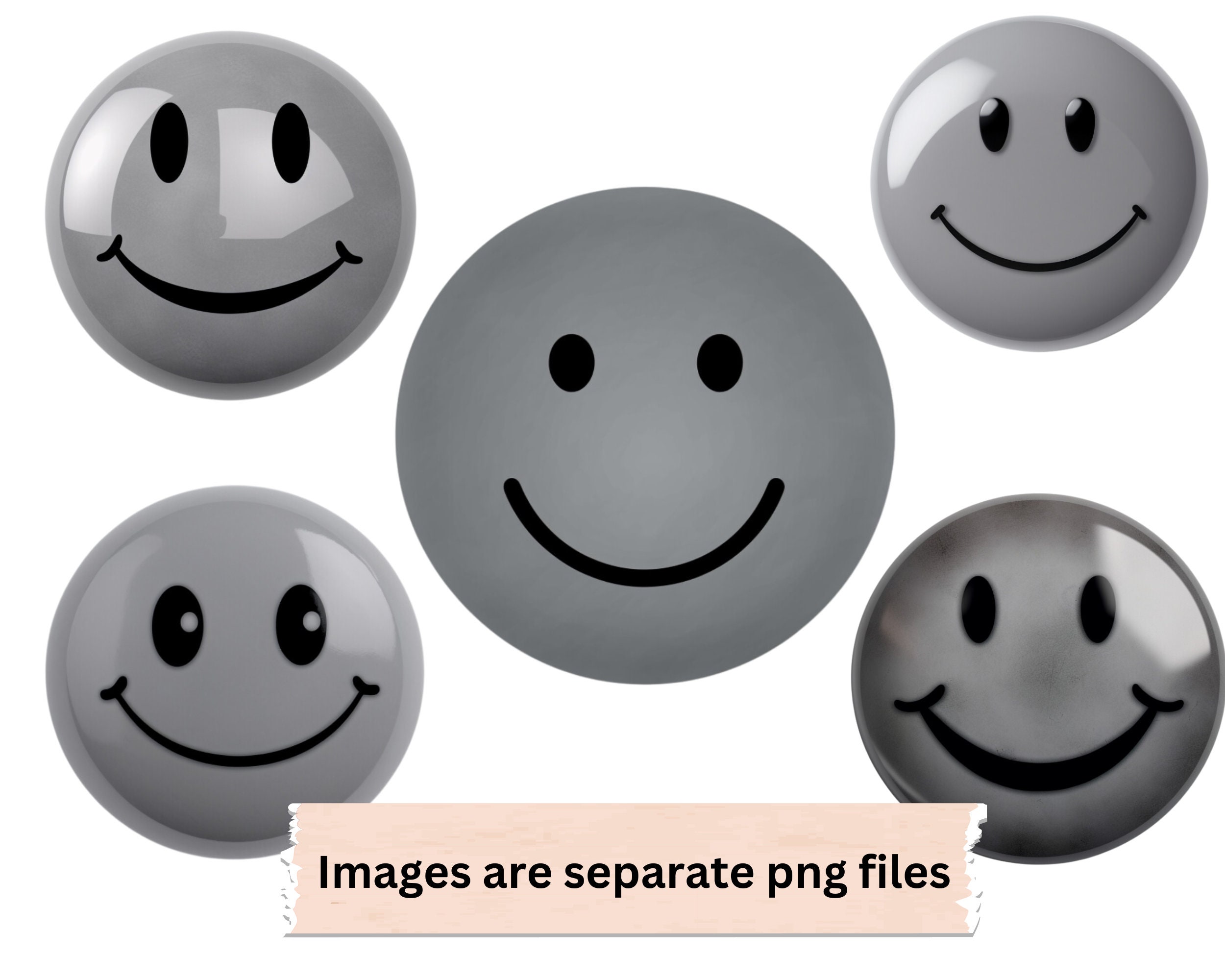 Grey Smiley Face Clipart Grey Face PNG File Instant Download Commercial ...
