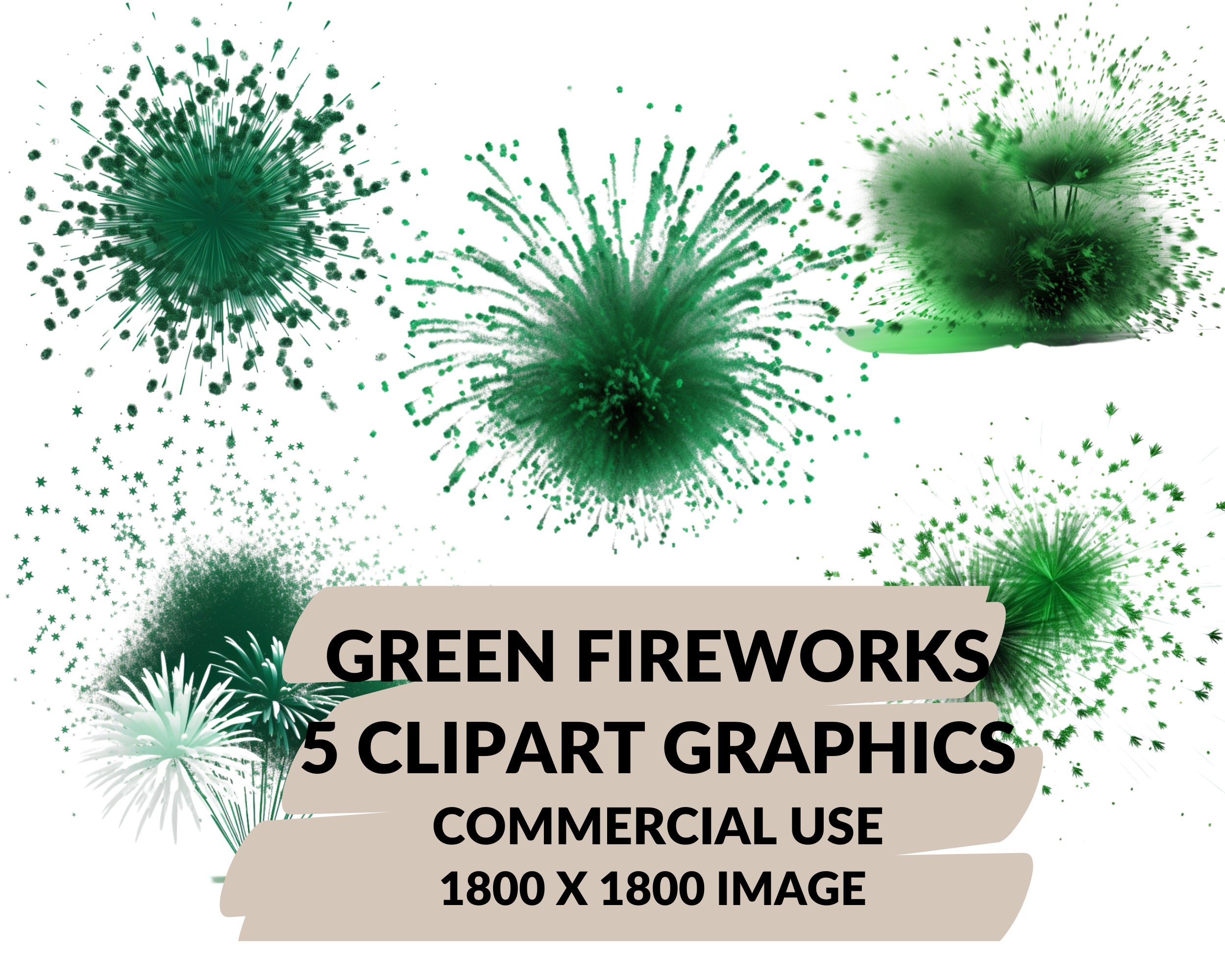 Green Fireworks Clipart Green Firework PNG File Instant Download ...