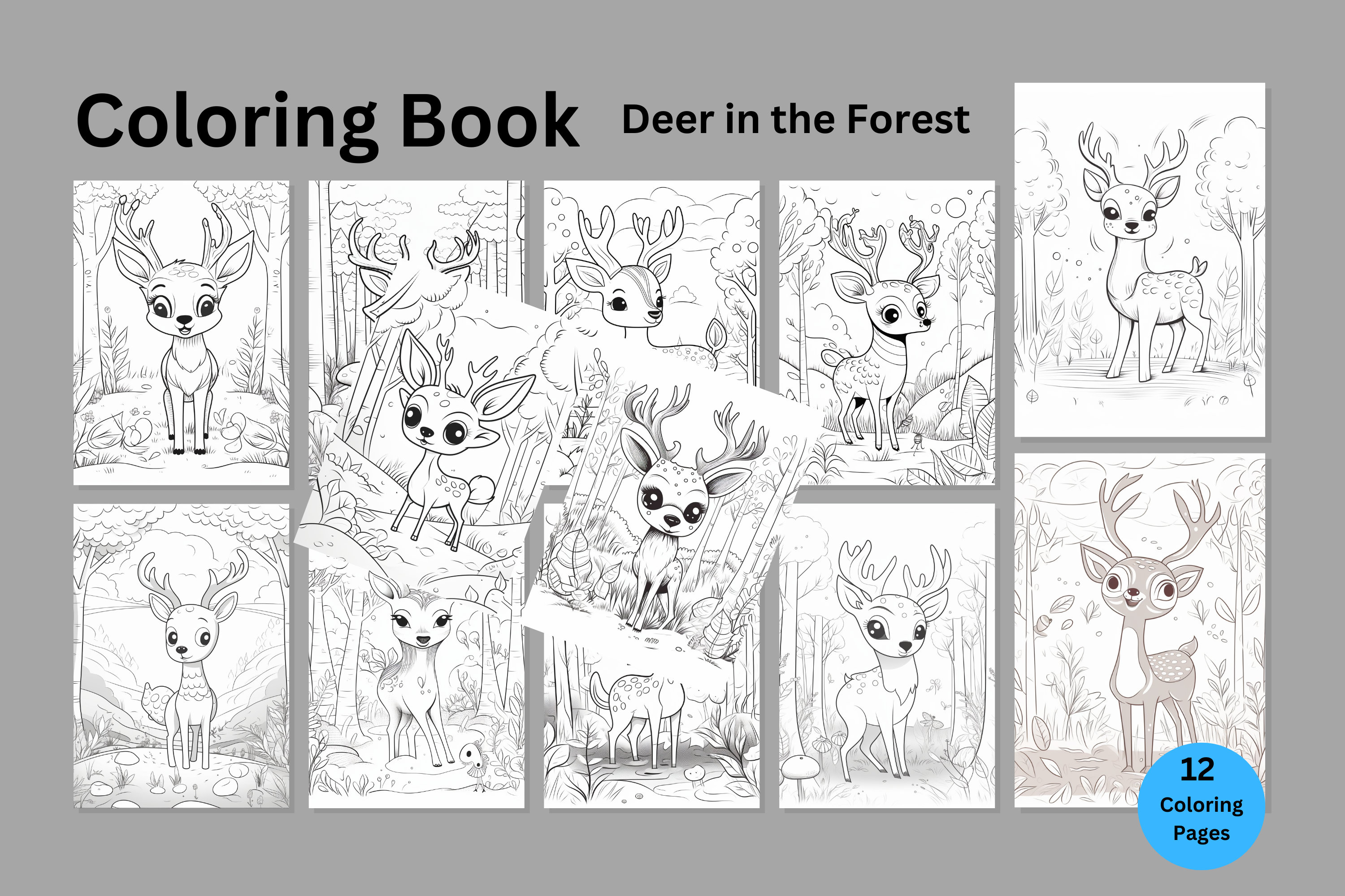 Deer in the Forest Coloring Pages Coloring Pages Coloring - Etsy