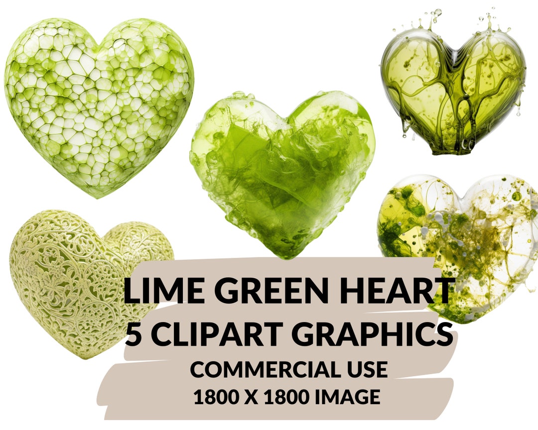 Lime Green Heart Clipart Lime Green Heart PNG Files Instant Download ...