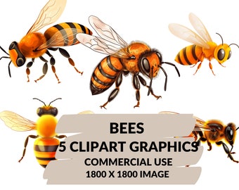 Cute Watercolor Bees Scenes Commercial Use Clipart Bee - Etsy