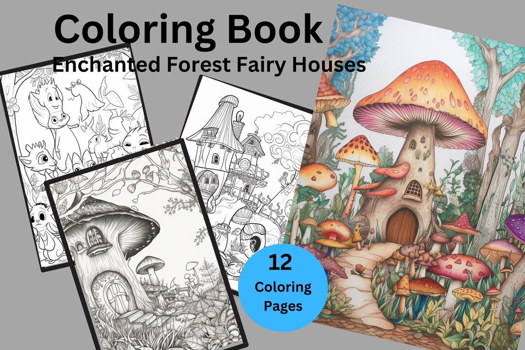 Enchanted Forest Fairy Houses Coloring Pages Coloring Pages Coloring ...