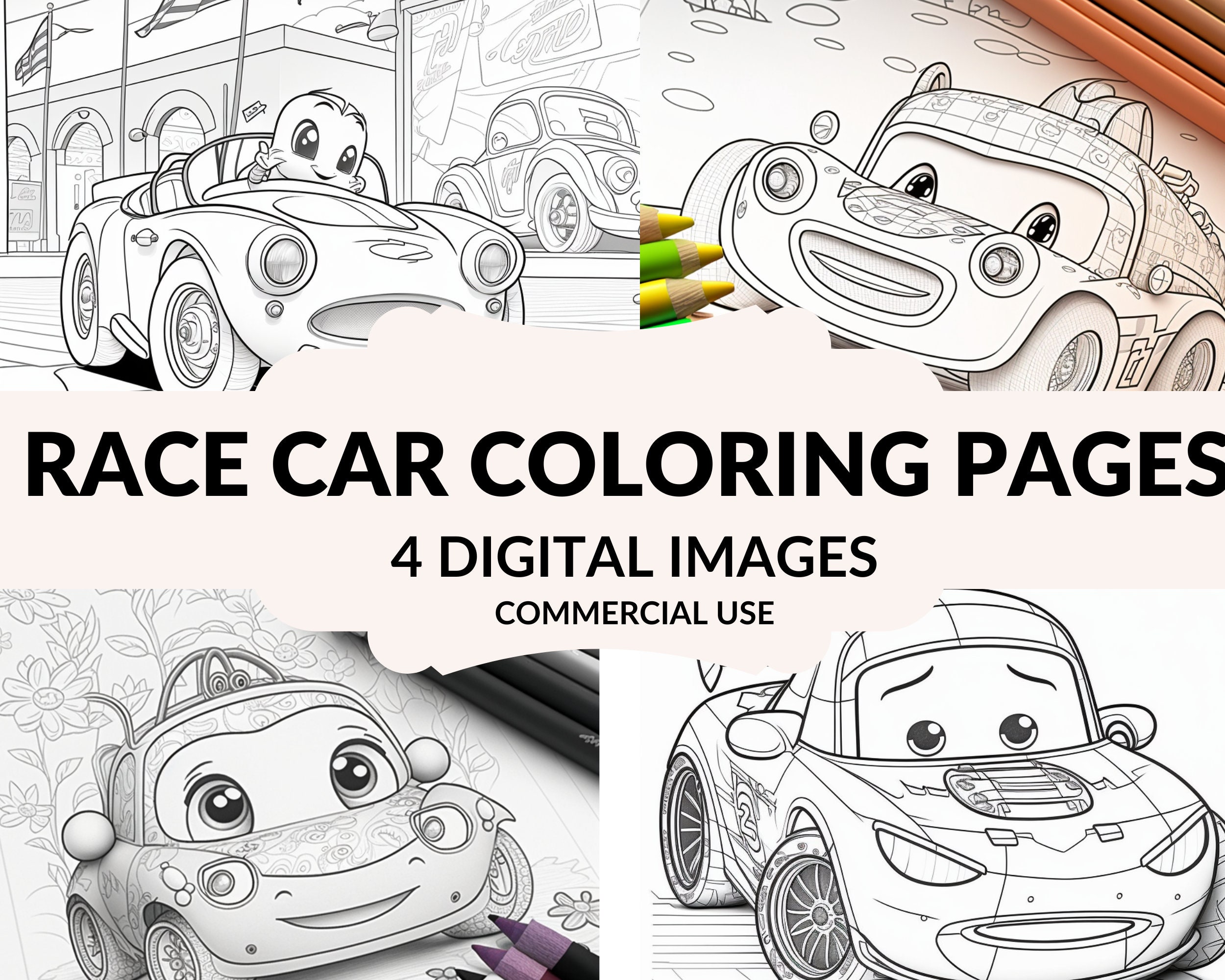 Race Cars Coloring Page