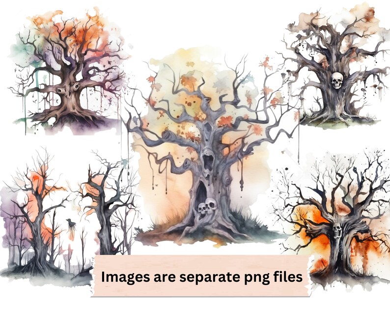 Spooky Haunted Tree Clipart Tree PNG Files Instant Download Commercial ...