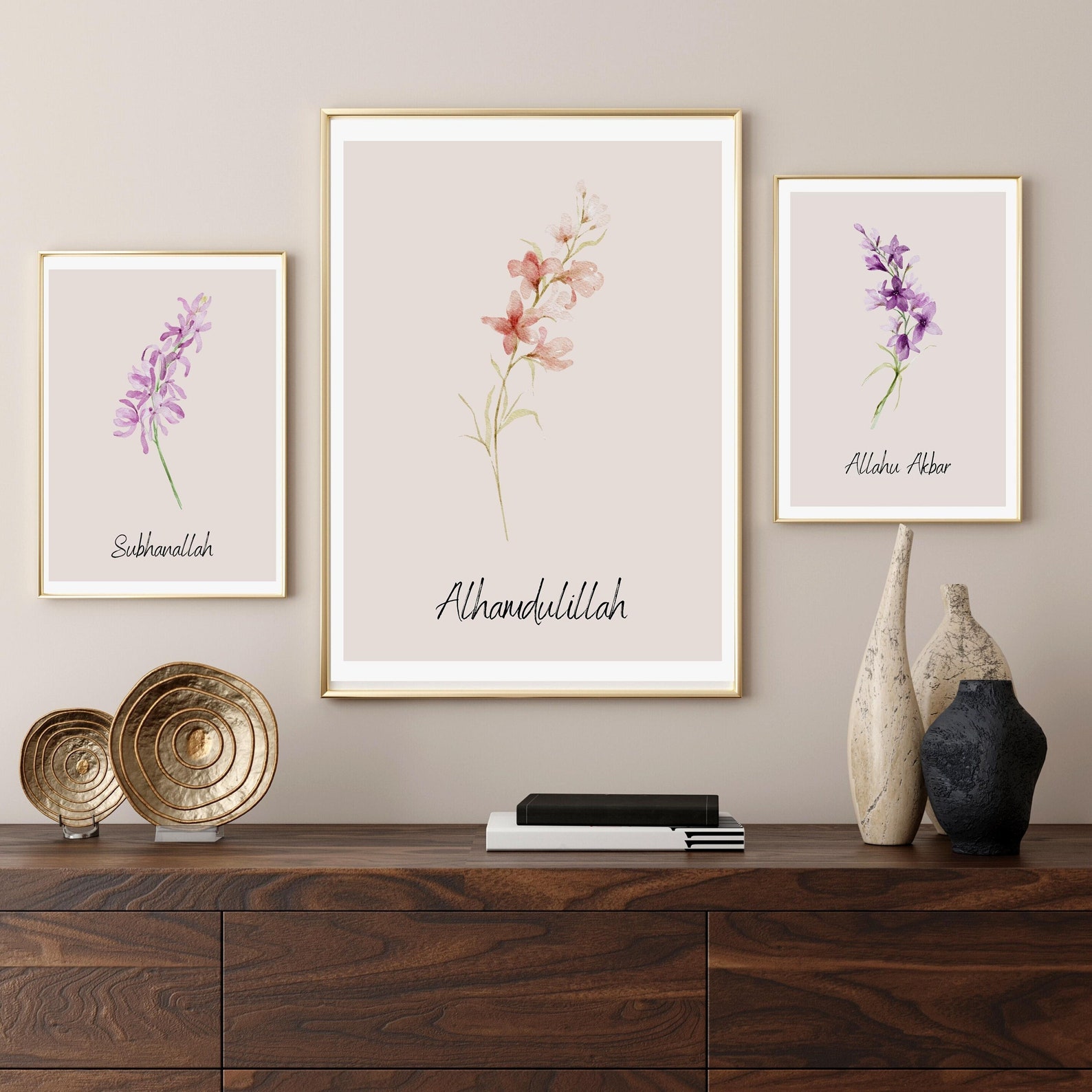 Printable Subhanallah Alhamdulillah Allahu Akbar Wall Art, Set of 3 ...