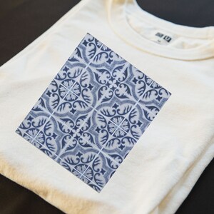 Portuguese Tile-inspired T-shirt Design, Colorful Summer Graphic T ...