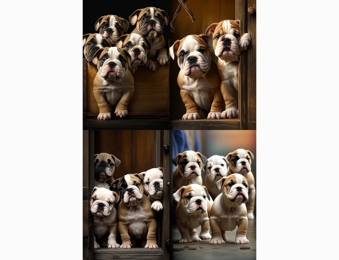 Puppies - Bulldog - 4 Images Included - Multiple Sizes - Etsy