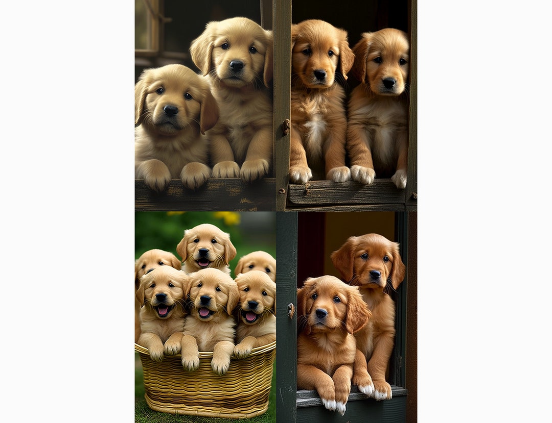 Puppies - Golden Retriever - 4 Images Included - Multiple Sizes - Etsy