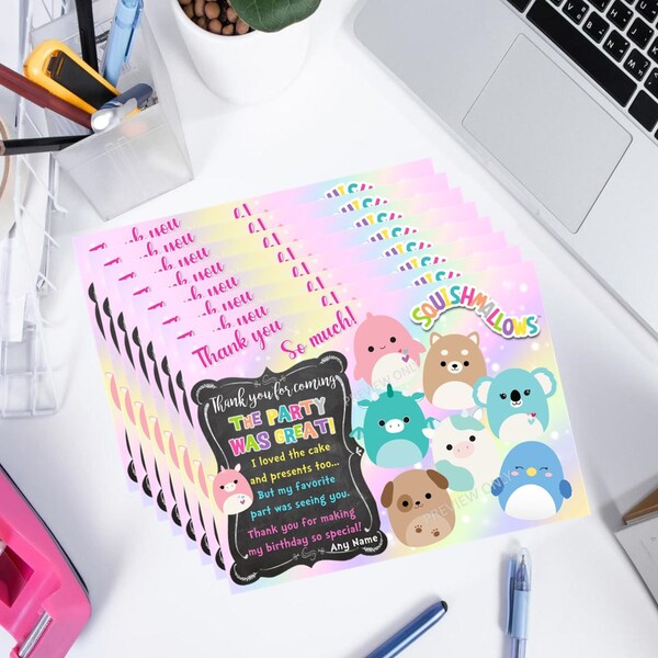 Squishmallow Birthday Thank You Card - Etsy