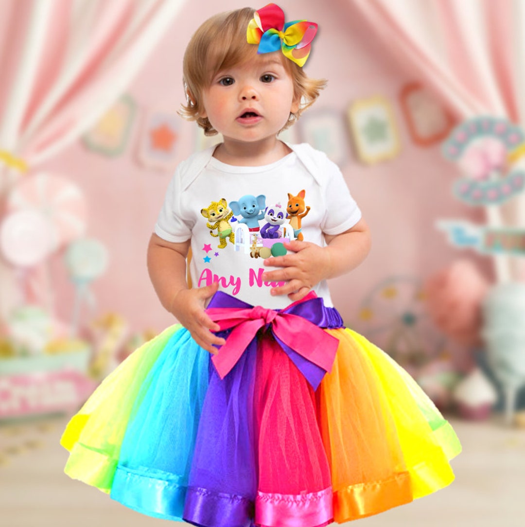 Word Party Custom Name Rainbow Ribbon Trim Tutu Outfit Dress - Etsy