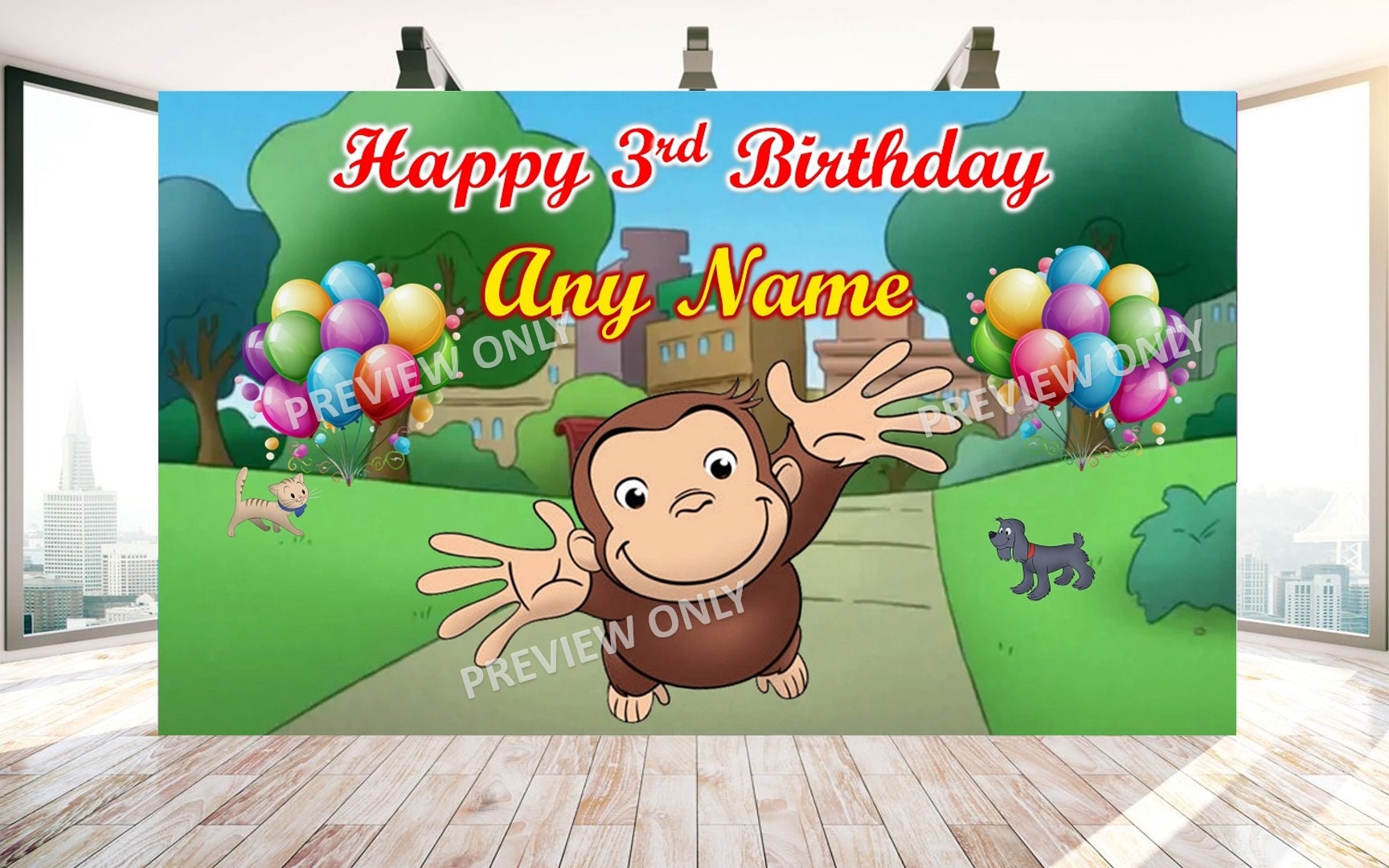 Curious George Backdrop