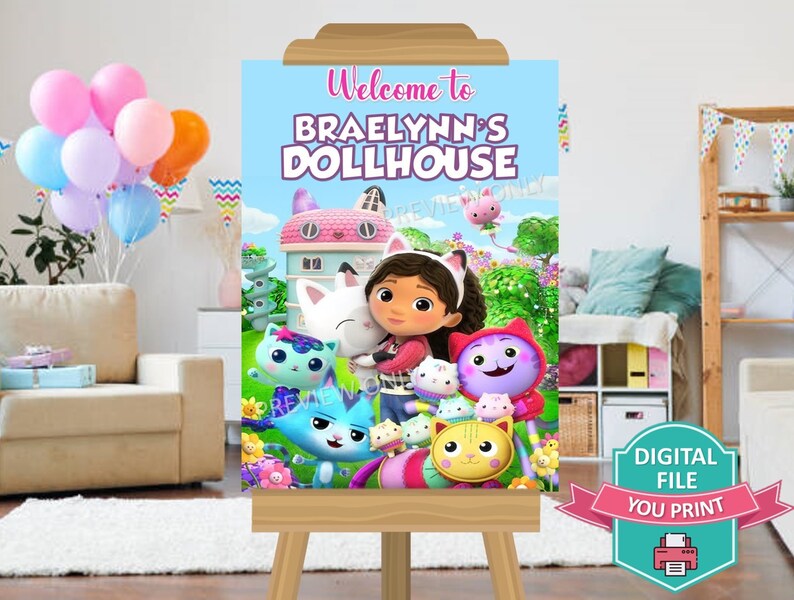 Gabby's Dollhouse Birthday Party Digital Welcome Sign - Etsy Ireland