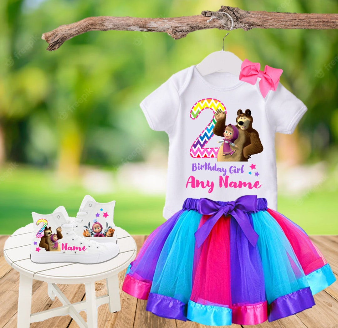 Masha and the Bear Birthday Custom Name Hot Pink Blue Purple - Etsy