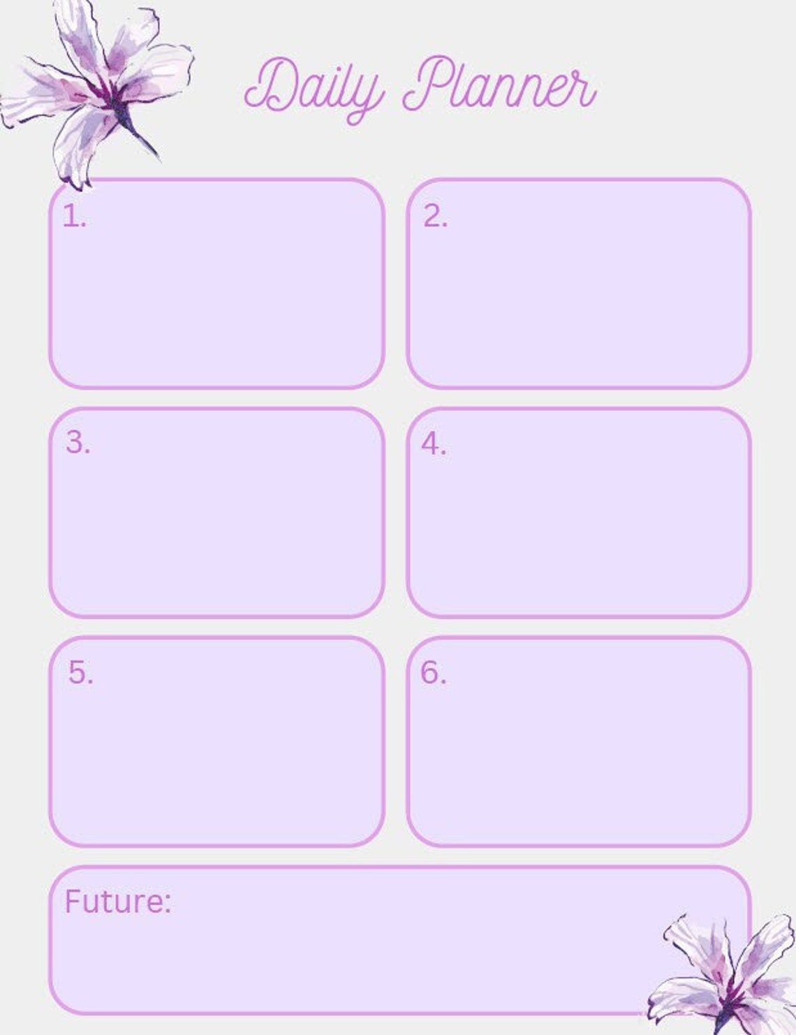 Printable Purple Flower Daily to Do List / Planner - Etsy